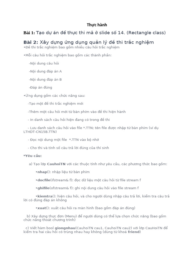 Bai tap thuc hanh | PDF