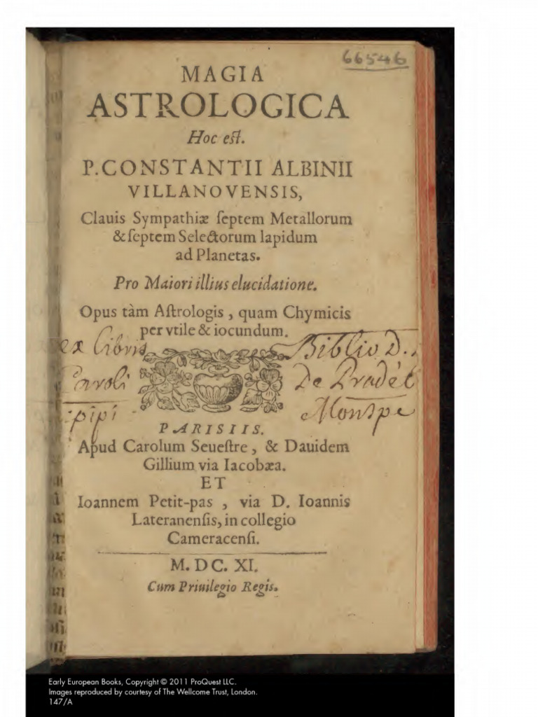 1611 - Magia Astrologica. Hoc Est, P. Constantij Albinij Villanouensis ...