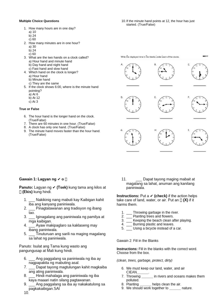 Panuto para sa Multiple Choice Test | PDF