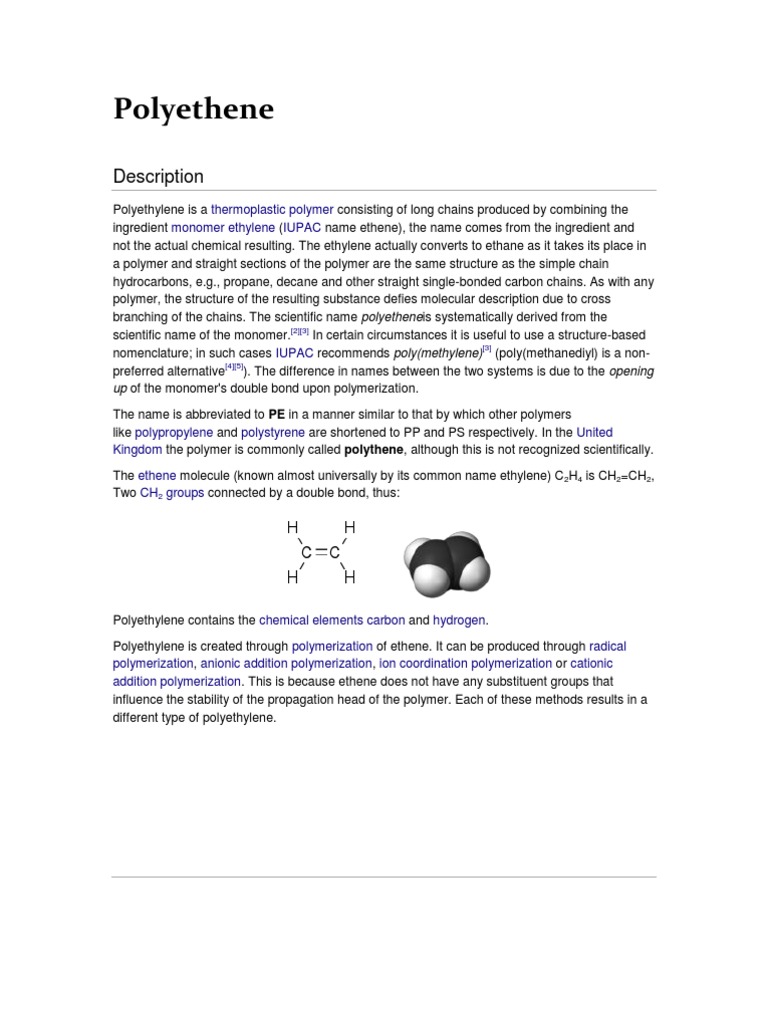Polyethene | PDF | Polyethylene | Polymers