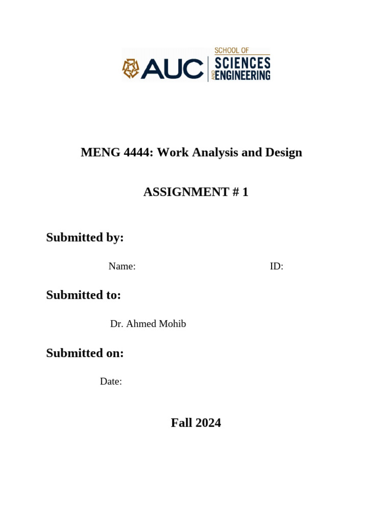 Work Analysis and Design- Assignment 1 | PDF