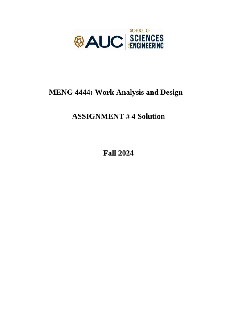 Assignment 1solution - Work Analysis and Design | PDF | Machining ...