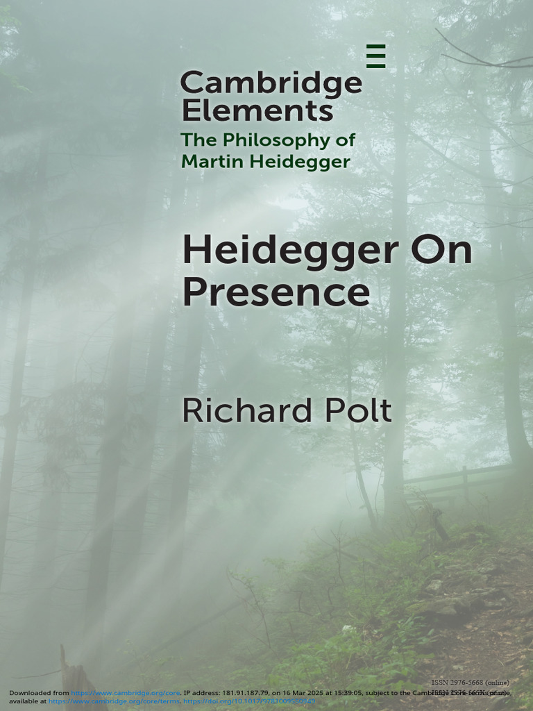 Polt, Richard - Heidegger On Presence | PDF | Martin Heidegger | Being ...