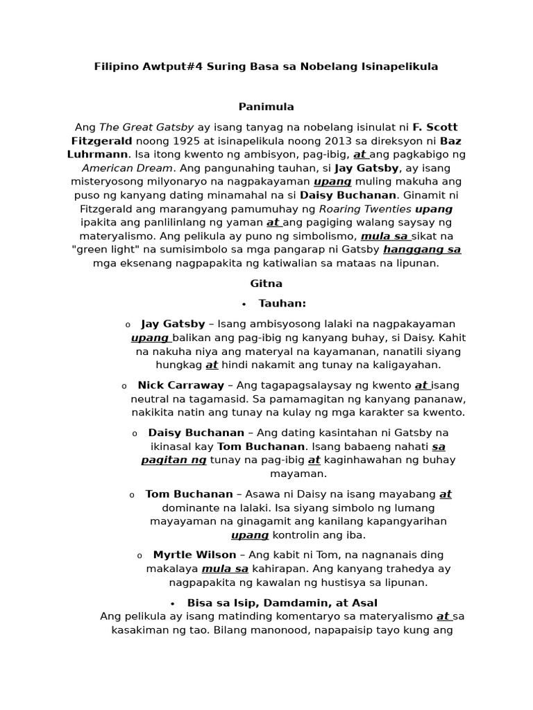 Output 4 Filipino | PDF