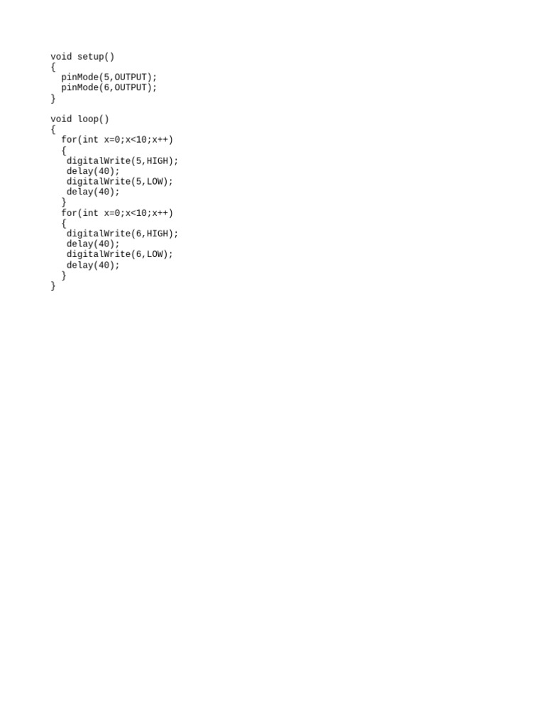 Arduino LED Blinking Code Example | PDF
