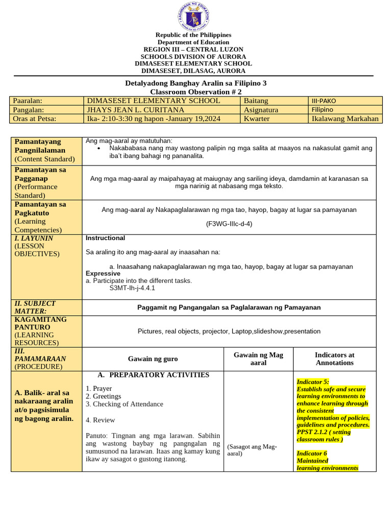 Detailed Lesson Plan Cot 2 q2 g3 | PDF