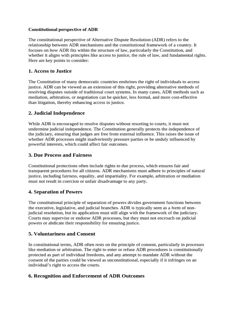Constitutional Insights on ADR Mechanisms | PDF | Alternative Dispute Resolution | Mediation