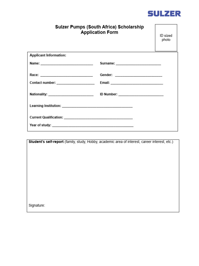 Sulzer Application Form 2025 | PDF