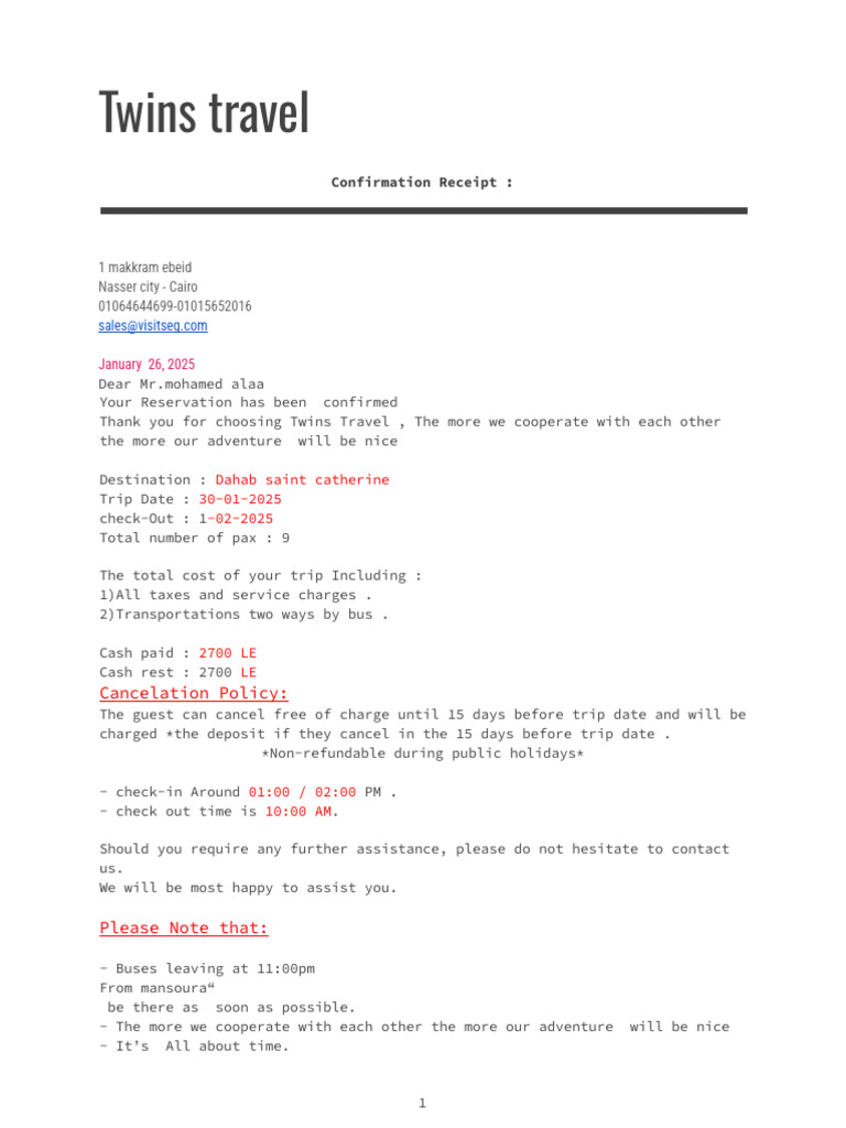 Confirmation Receipt Form | PDF