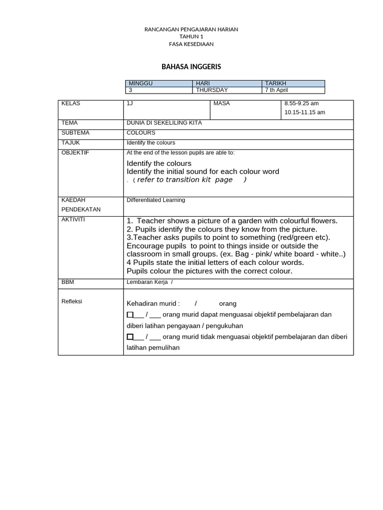 RPH Transisi BI m2 m3 m4 | PDF | Learning