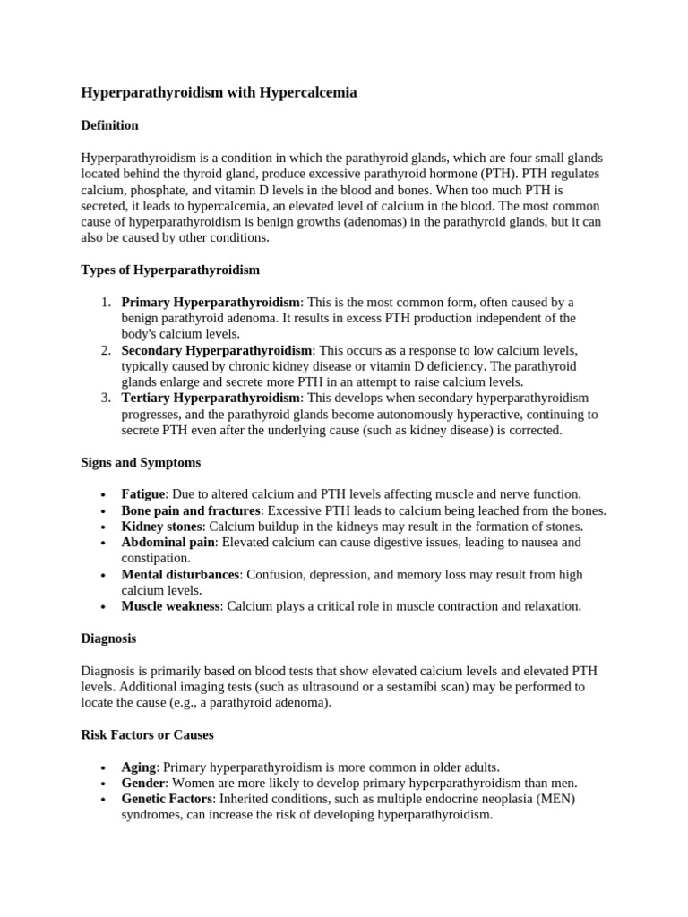 Hyperparathyroidism With Hypercalcemia | PDF | Parathyroid Gland | Diseases And Disorders
