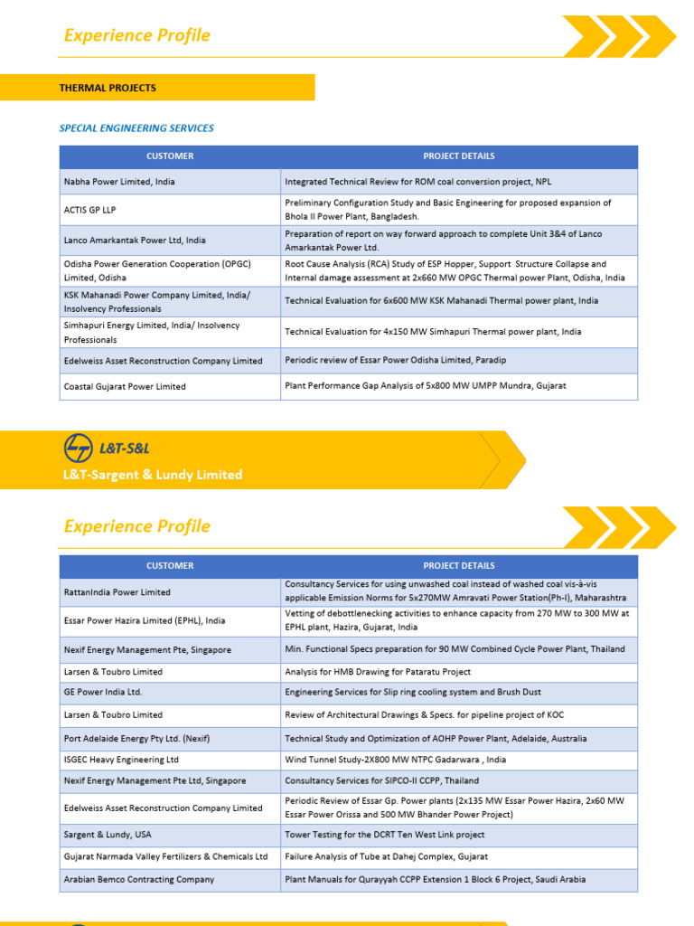 Special Engineering Services Experience Profile LNT SNL | PDF | Power ...