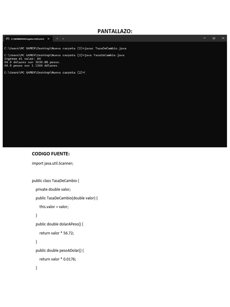 Conversor Dólar a Peso en Java | PDF