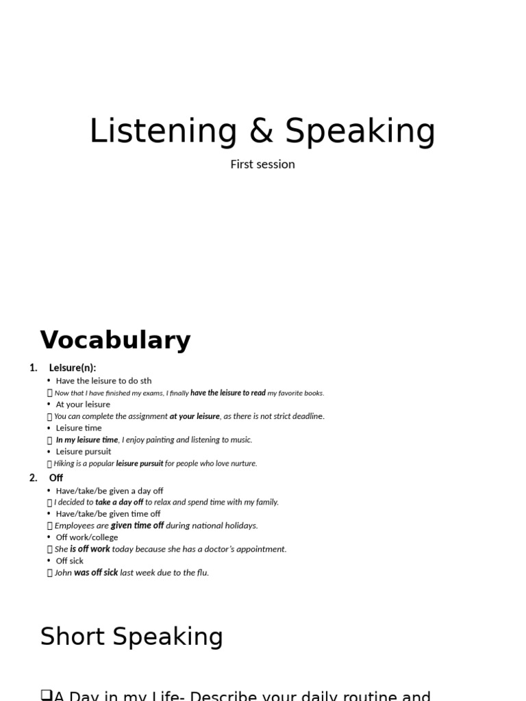 Listening & Speaking Tips | PDF