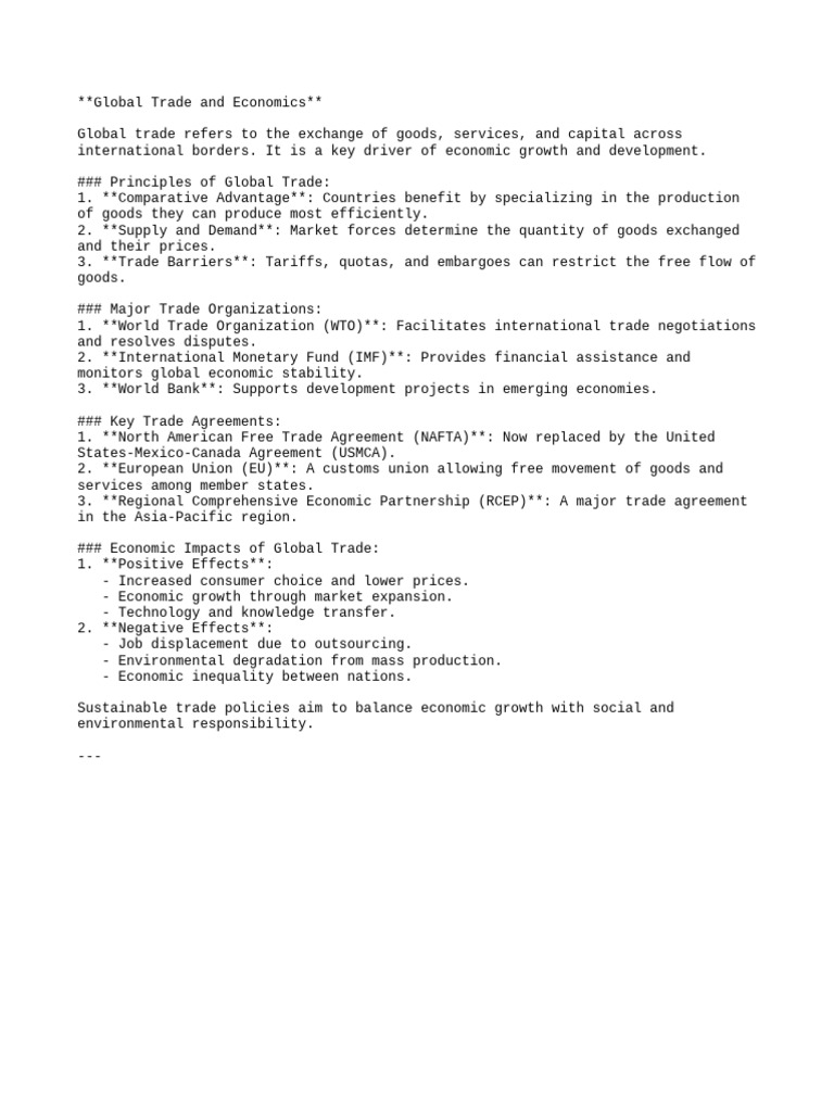 Global Trade and Economics | PDF