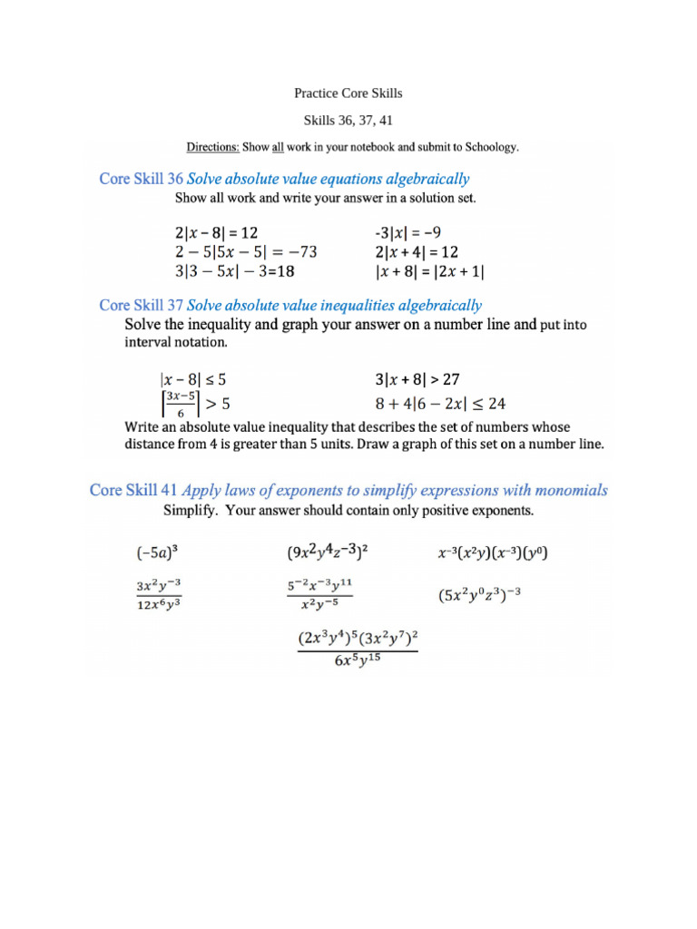 Practice Core Skills - 36-37-41 | PDF