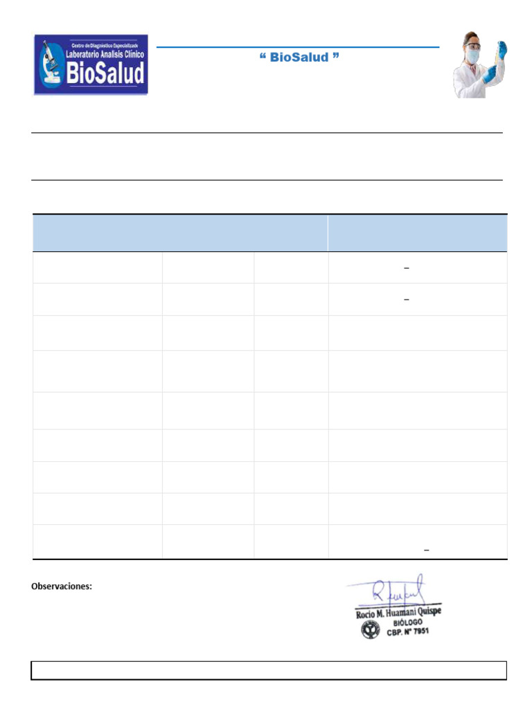 Análisis Clínico Especializado BioSalud | PDF | Medicina ...
