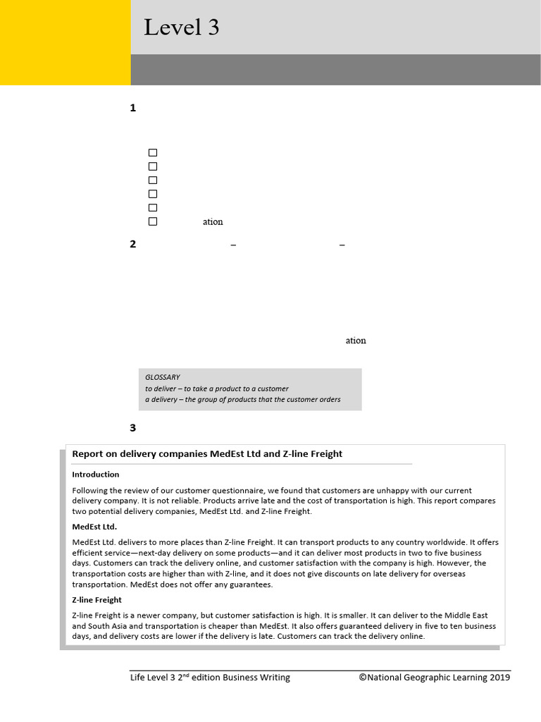 Level 3 Worksheet3 Shortreportcomparingcompanies | PDF | Customer | Business
