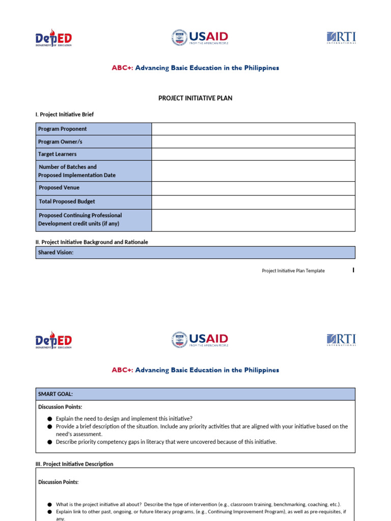 03 Project Initiative Plan Template | PDF | Cognition | Learning