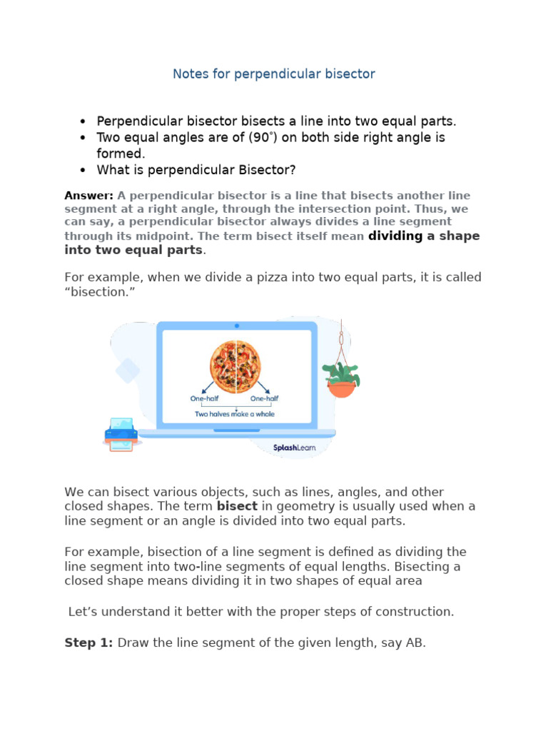 Notes For Perpendicular Bisector | PDF