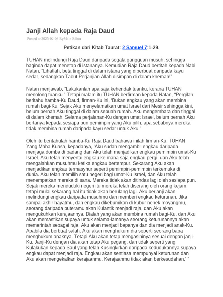 Janji Allah kepada Raja Daud | PDF