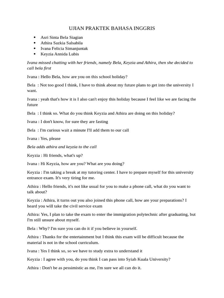 Ujian Praktek Bahasa Inggris | PDF