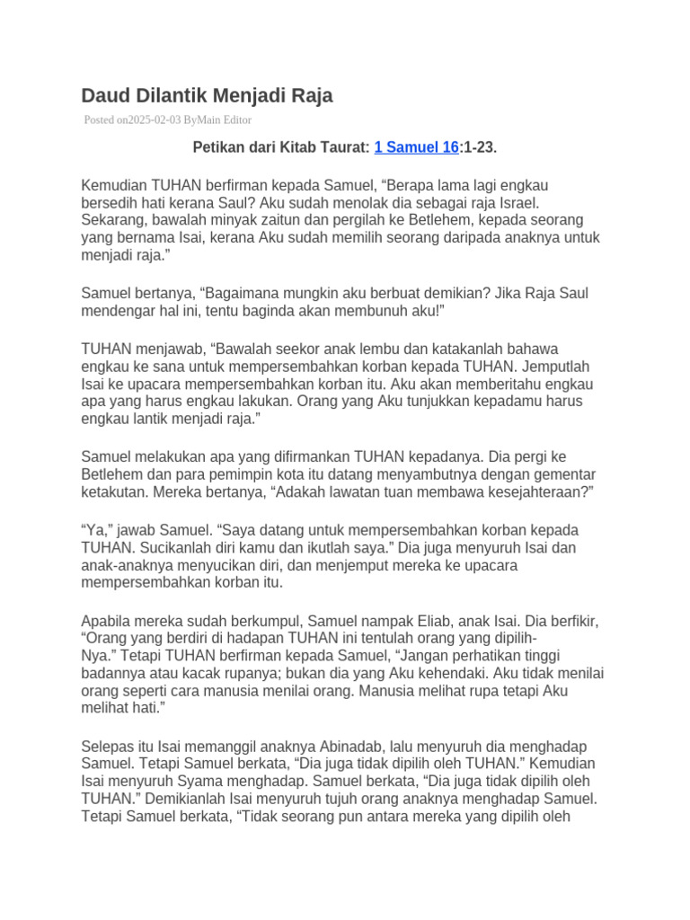 Daud Dilantik Menjadi Raja | PDF