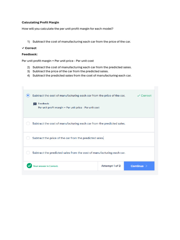 Calculating Profit Margin How will you calculate the per unit profit ...