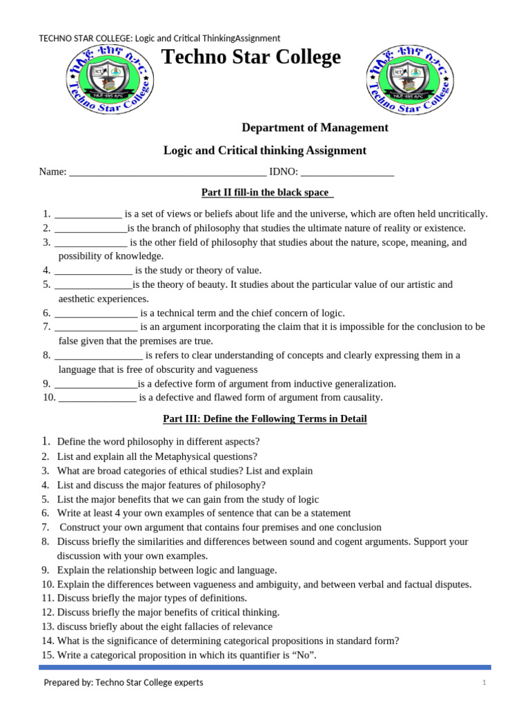 Logic and Critical Thinking Assignment | PDF | Logic | Argument