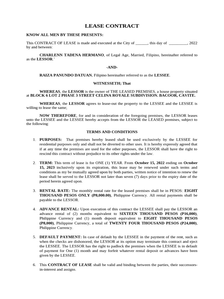 Lease Contract | PDF | Lease | Natural Resources Law