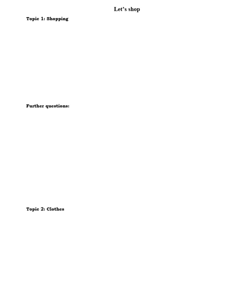Unit 3-Let's Shop: Speaking Questions | PDF | Clothing | Dress Codes