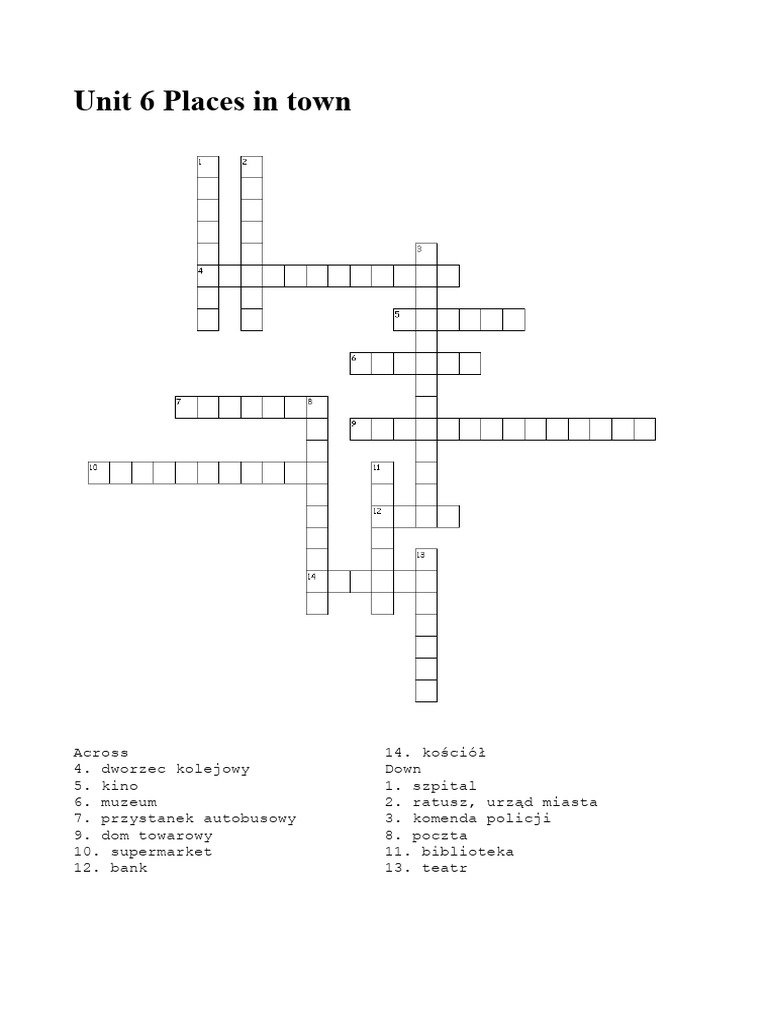 Crossword Unit 6 | PDF