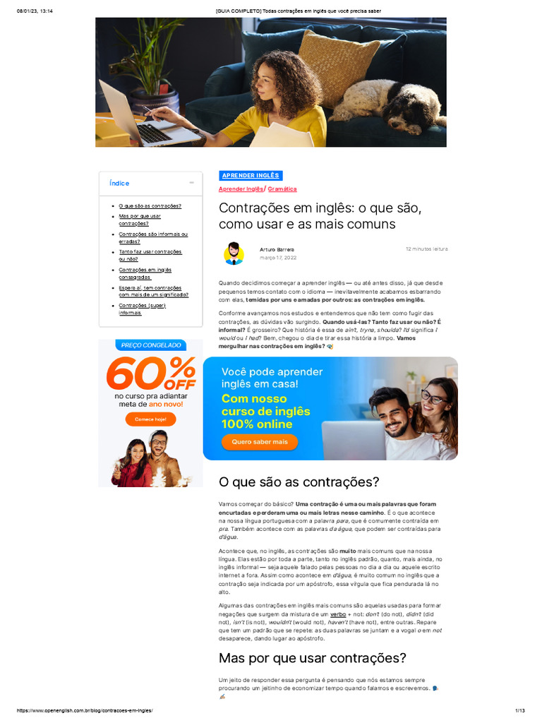 (GUIA COMPLETO) Todas Contrações em Inglês Que Você Precisa Saber | PDF ...