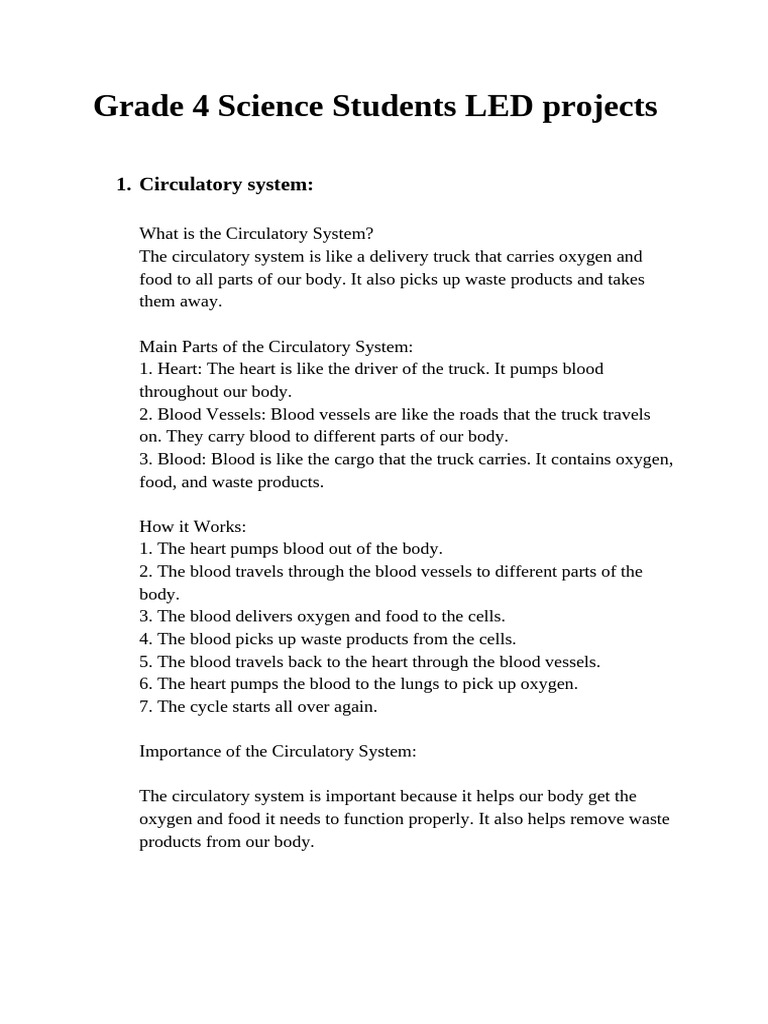 Grade 4 Science Projects: Circulatory & Water Cycle | PDF | Immune ...