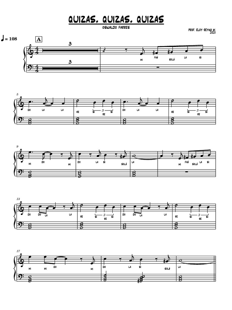 QUIZAS QUIZAS-Piano | PDF | Composiciones | Composiciones Musicales