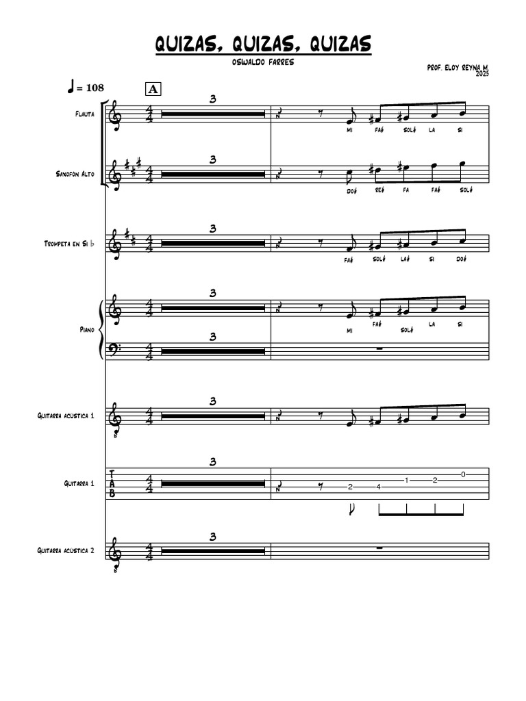 Partitura "Quizás, Quizás, Quizás" | PDF | Organologia Elemental | Jazz