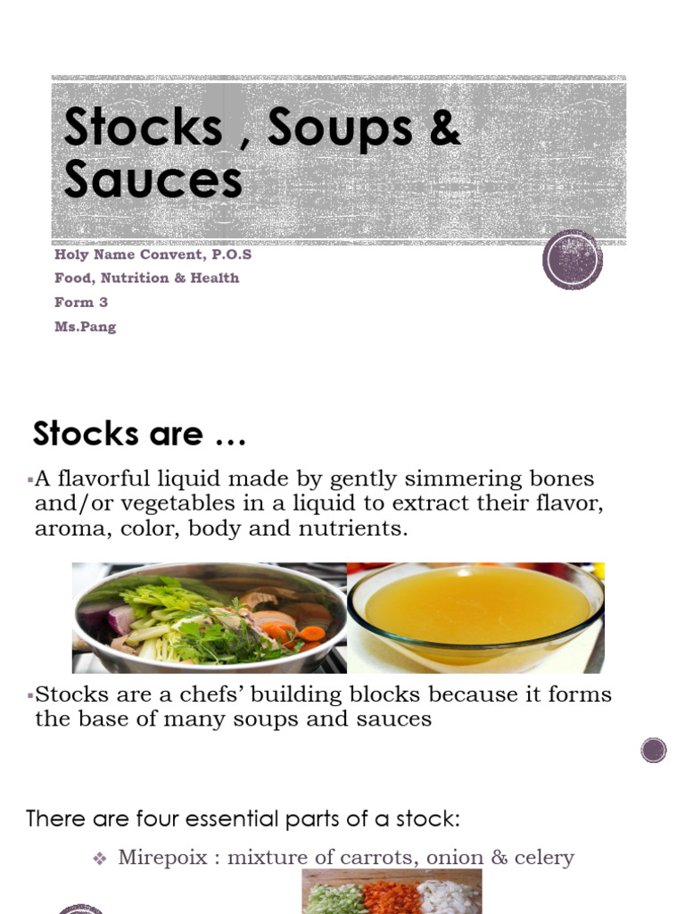 Stocks, Soups & Sauces Form 3 | PDF | Stock (Food) | Soup