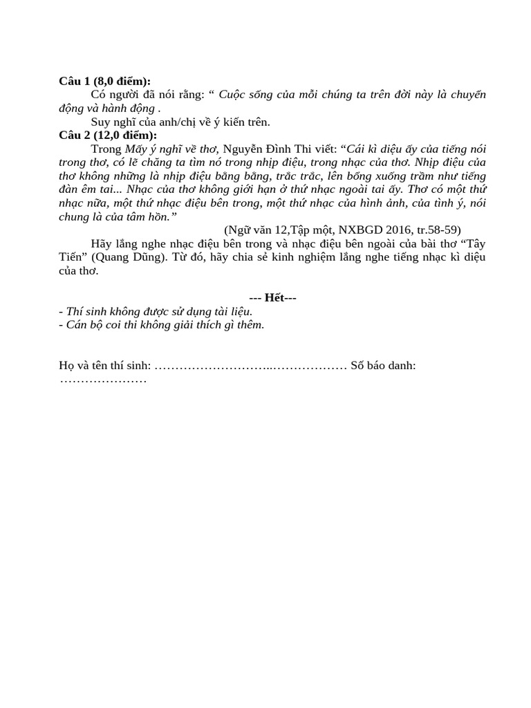 HSG12. NH C Tính Trong Thơ | PDF