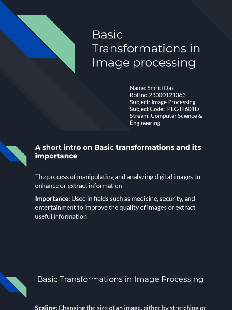 Basic Transformations in Image Processing | PDF