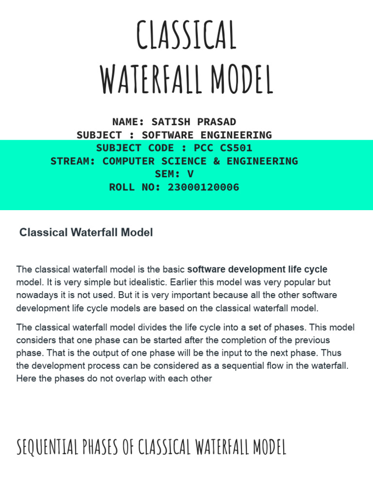 CLASSICAL WATERFALL MODEL S | PDF | Software Testing | Software Release ...
