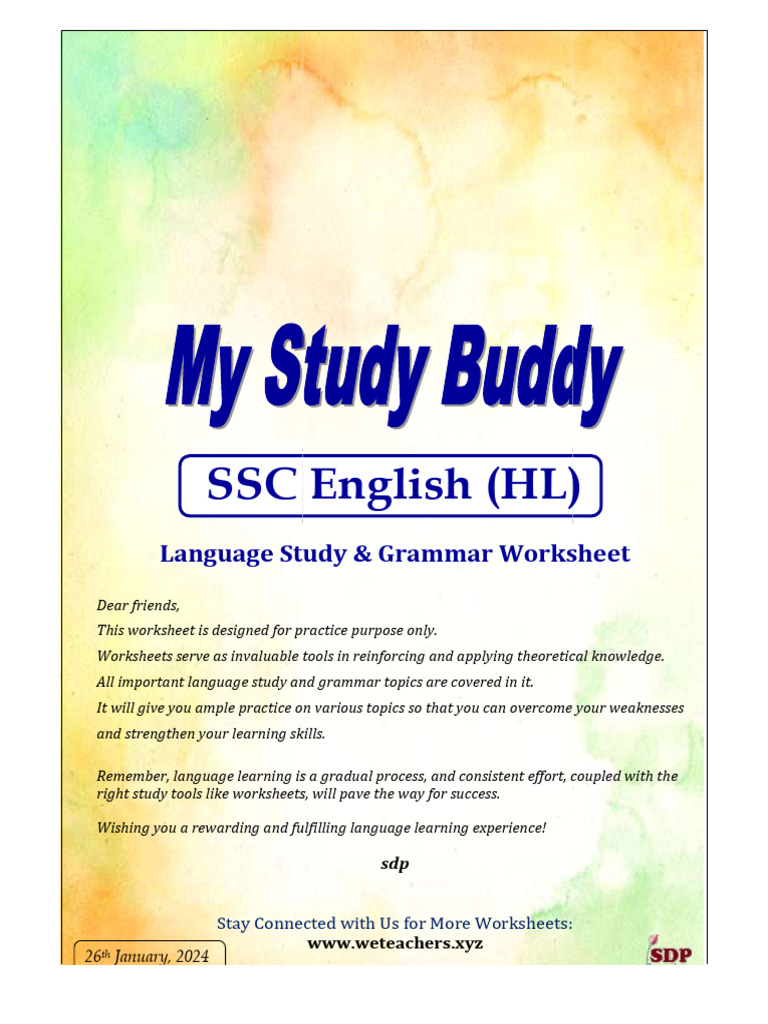 My Study Buddy Language Activity Sheet | PDF | Verb | Linguistics