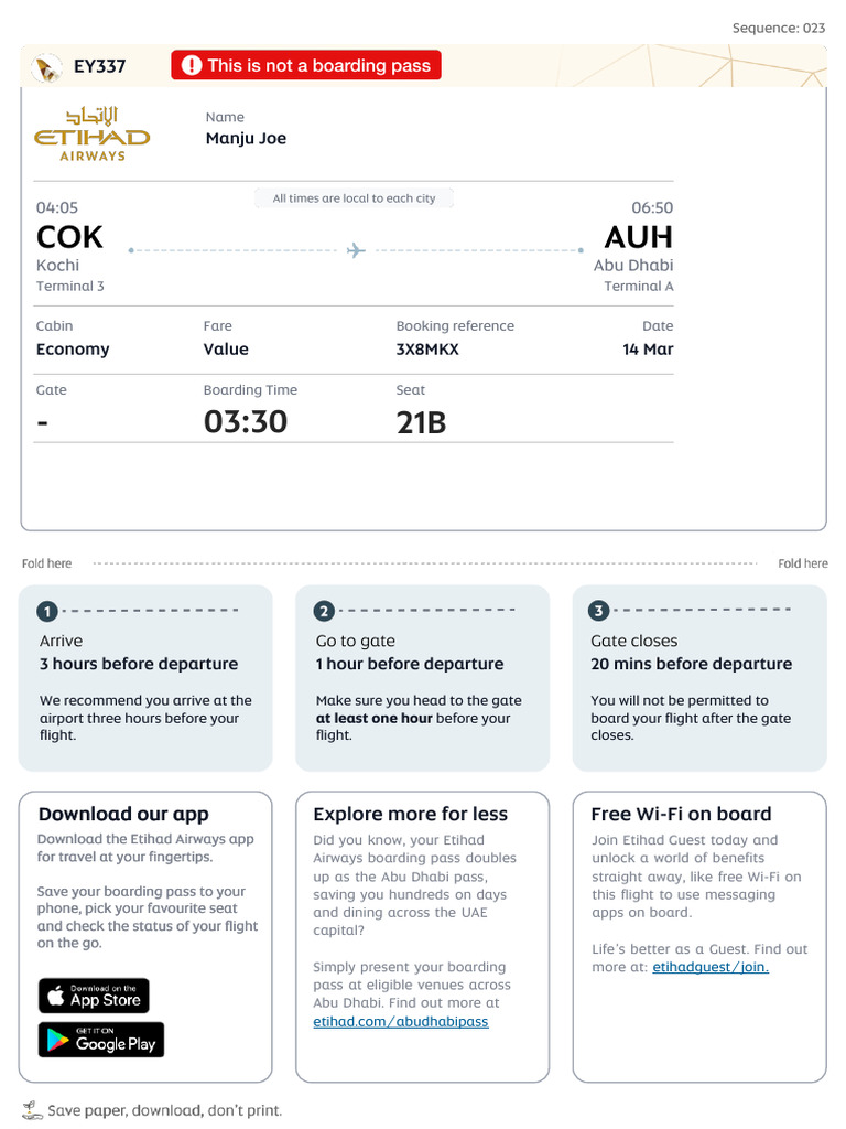 Etihad Airways Flight Confirmation Details | PDF | Airlines | Aviation