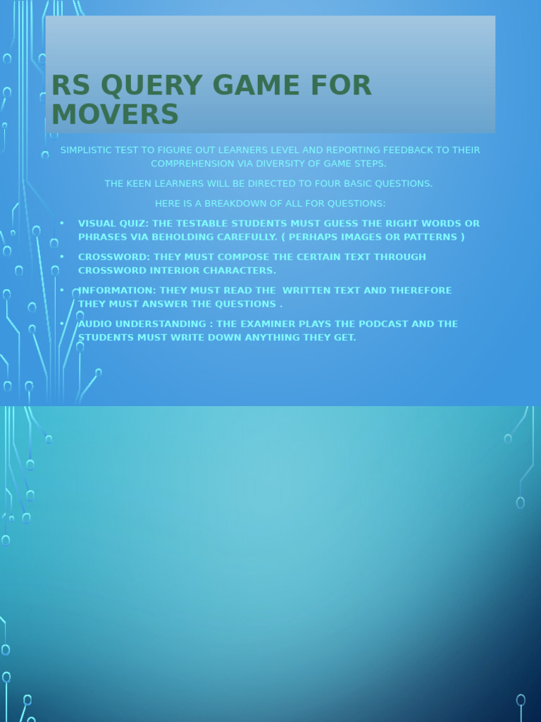 Rs Query Game For Movers | PDF