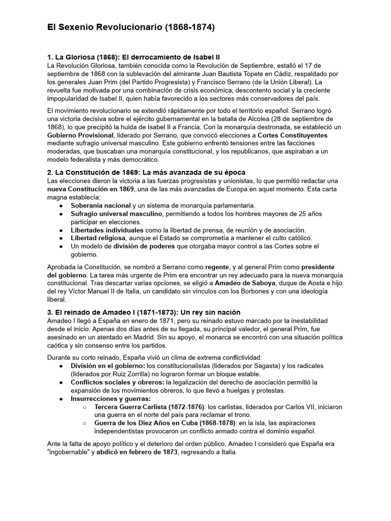 El Sexenio Revolucionario | PDF | España | Gobierno de españa