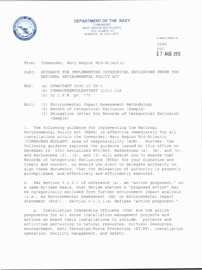 Cnrma Catex Memo_ 27 Aug 12 | PDF | National Environmental Policy Act ...