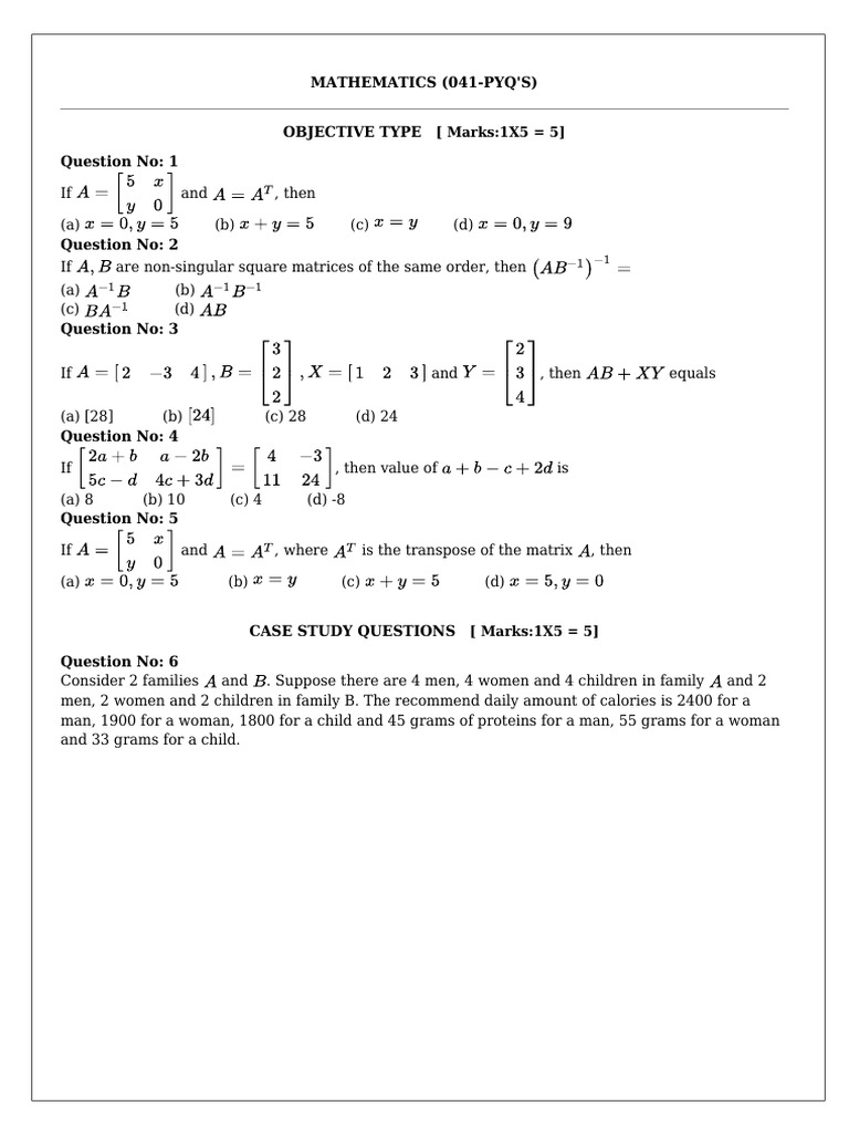 Mathematics (041-Pyq's) (21 - 03 - 2025) | PDF