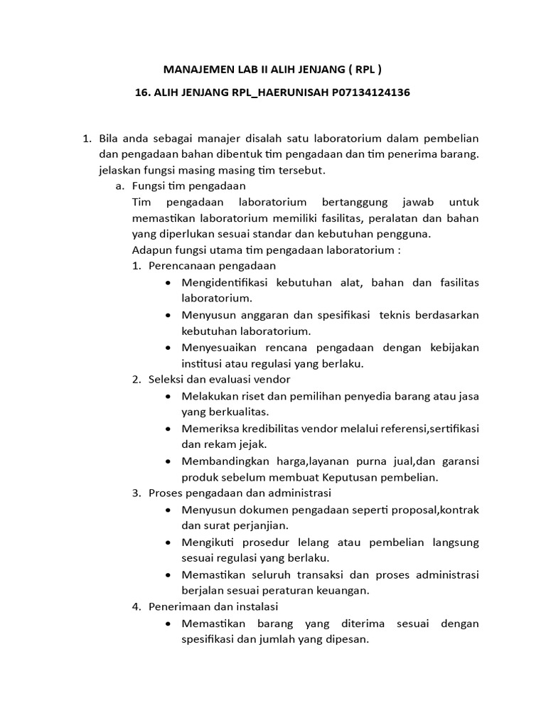 Manajemen Lab | PDF