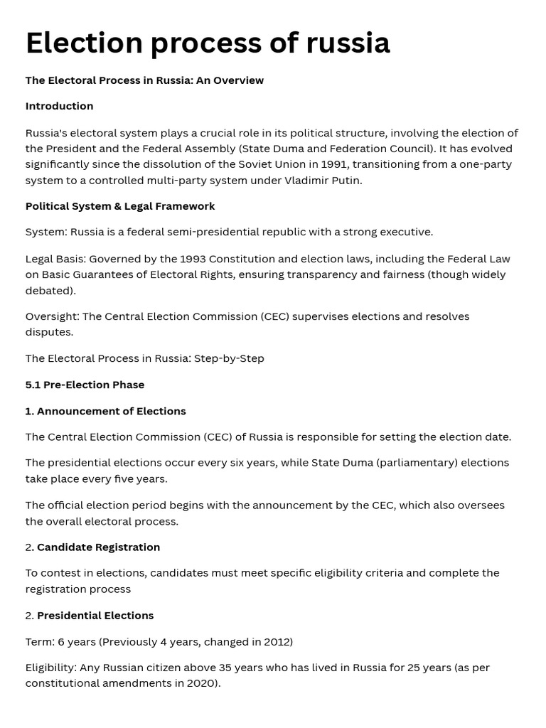 Election Process of Russia 20250305 183352 0000 | PDF | Electoral Fraud ...
