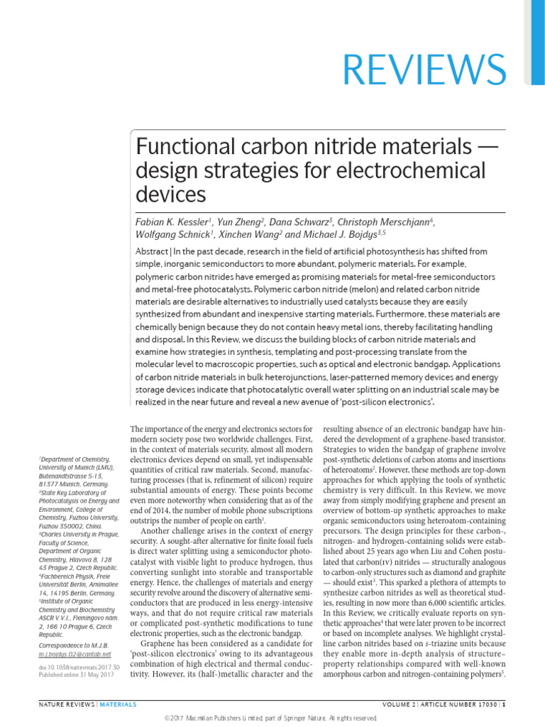 Carbon Nitride DP Review | PDF | Carbon | Hydrogen Bond
