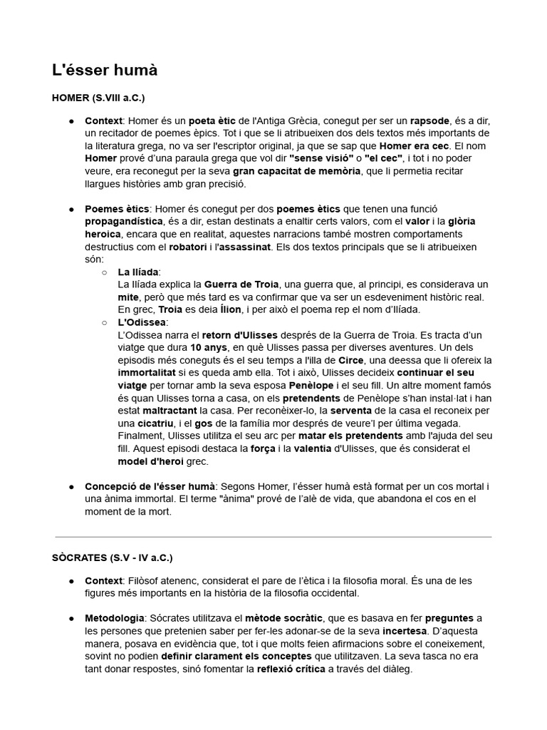 Apunts Filosofia - L'ésser Humà | PDF